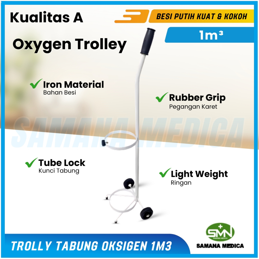 Jual Troli Tabung Oksigen / Troly Oxygen Kualitas A 1M3 Besi Putih Kuat ...