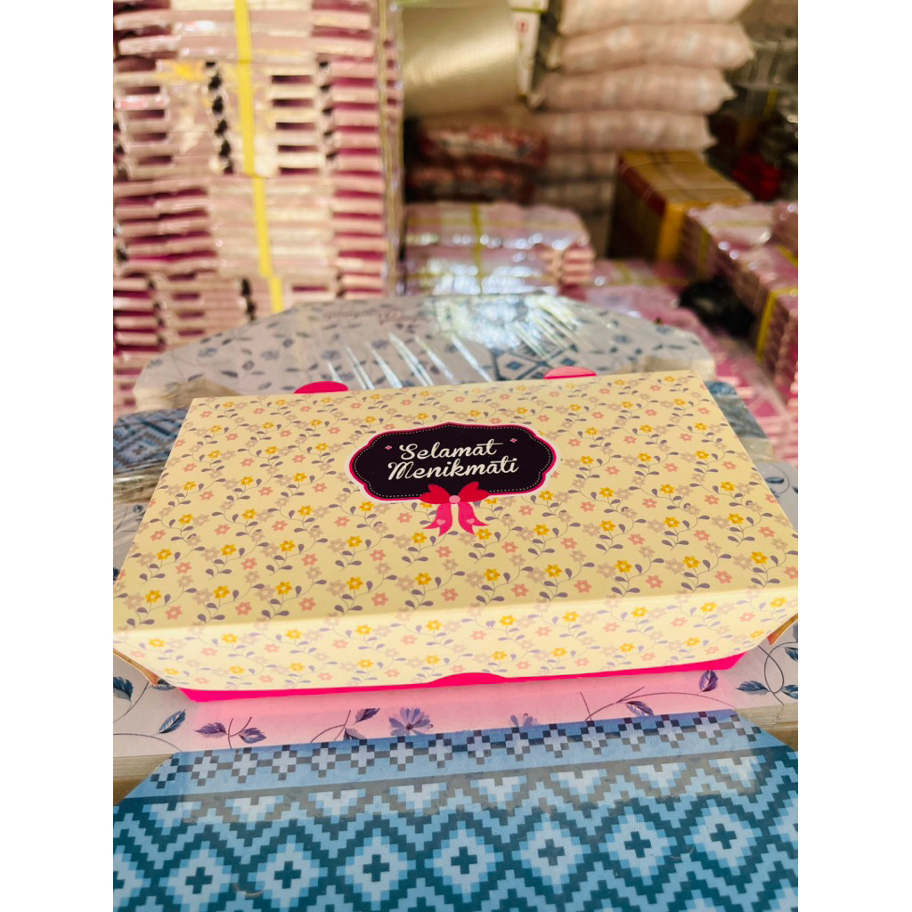 Jual Lunch box paper kotak bungkus nasi food grade laminasi isi 100 pcs ...