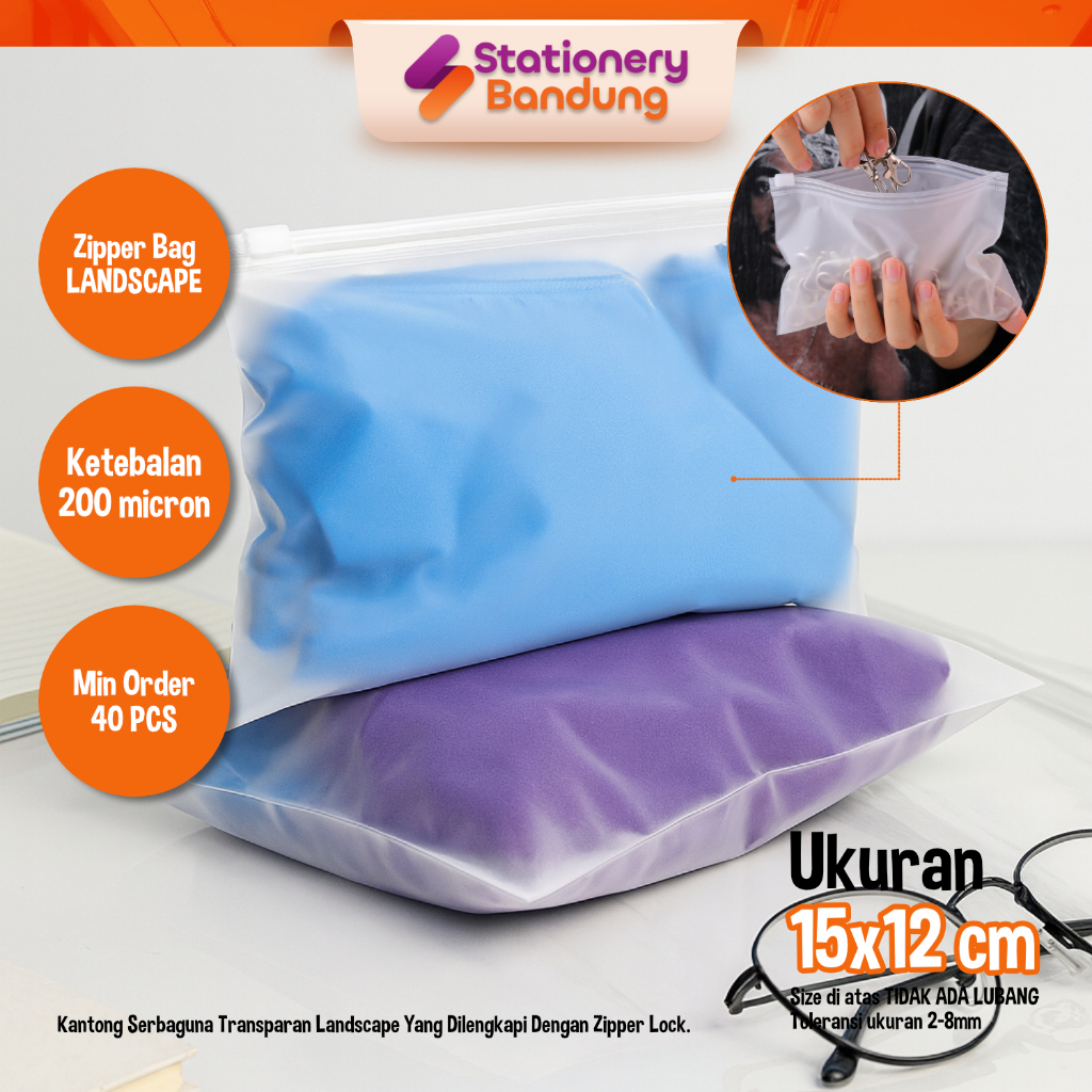 Jual Zipper Bag Landscape Transparan Doff Organizer Bag Pouch Plastik ...