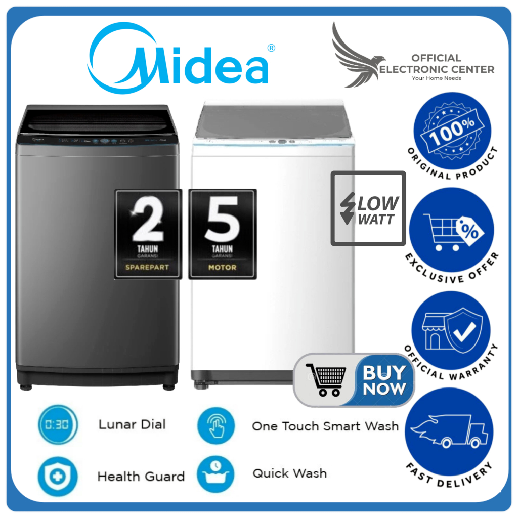 Jual MIDEA MESIN CUCI MA100W85 MA-100W85 MA 100W85 8.5KG ONE TOUCH WASH ...
