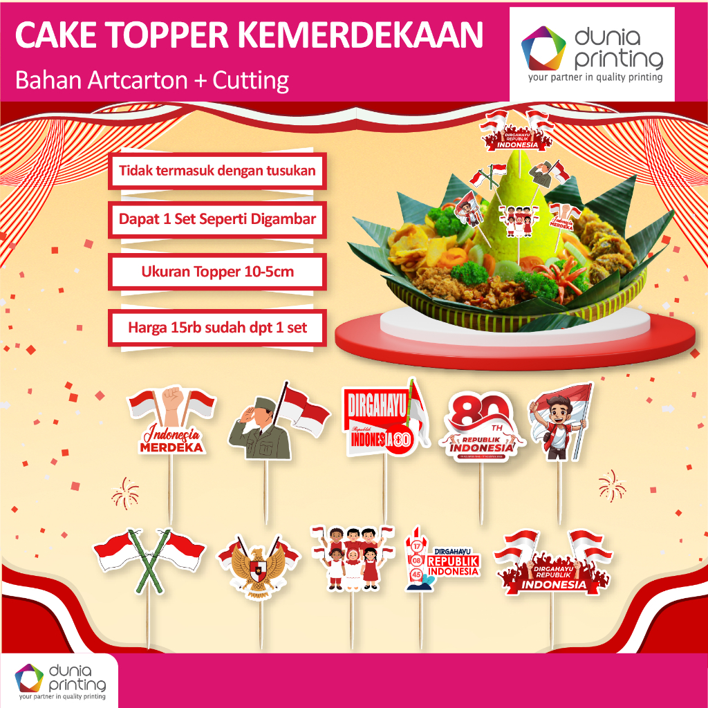 Jual Topper Cake Hiasan tumpeng agustusan | Topper cake | Topper ...