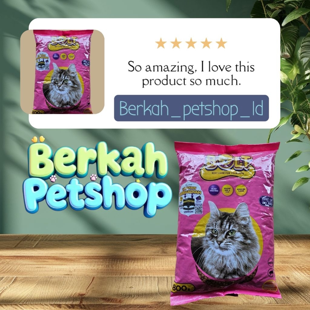 Jual Pakan kucing BEST SELLER merk BOLT (ungu, pink, kuning) 800gr ...