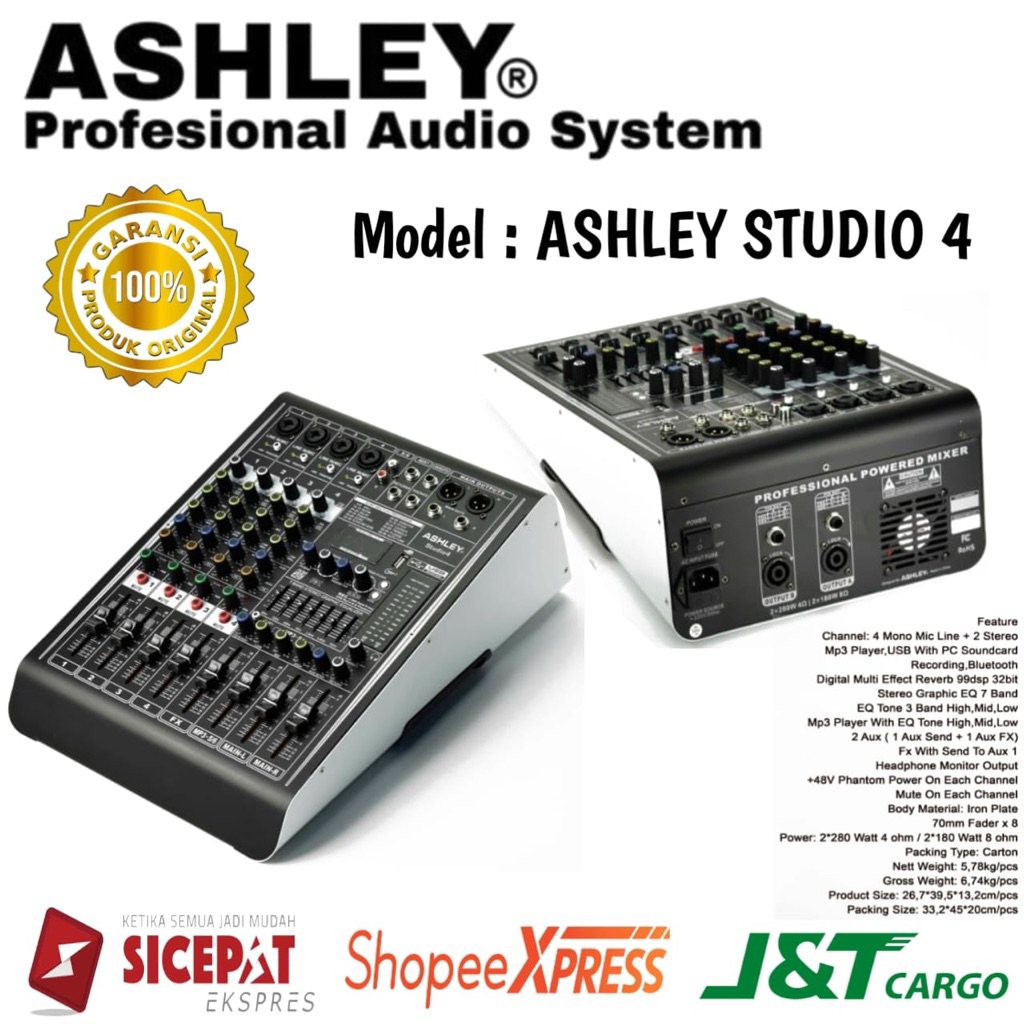 Jual Power Mixer Ashley Studio 4 Original 4 Channel Bluetooth usb | Shopee Indonesia