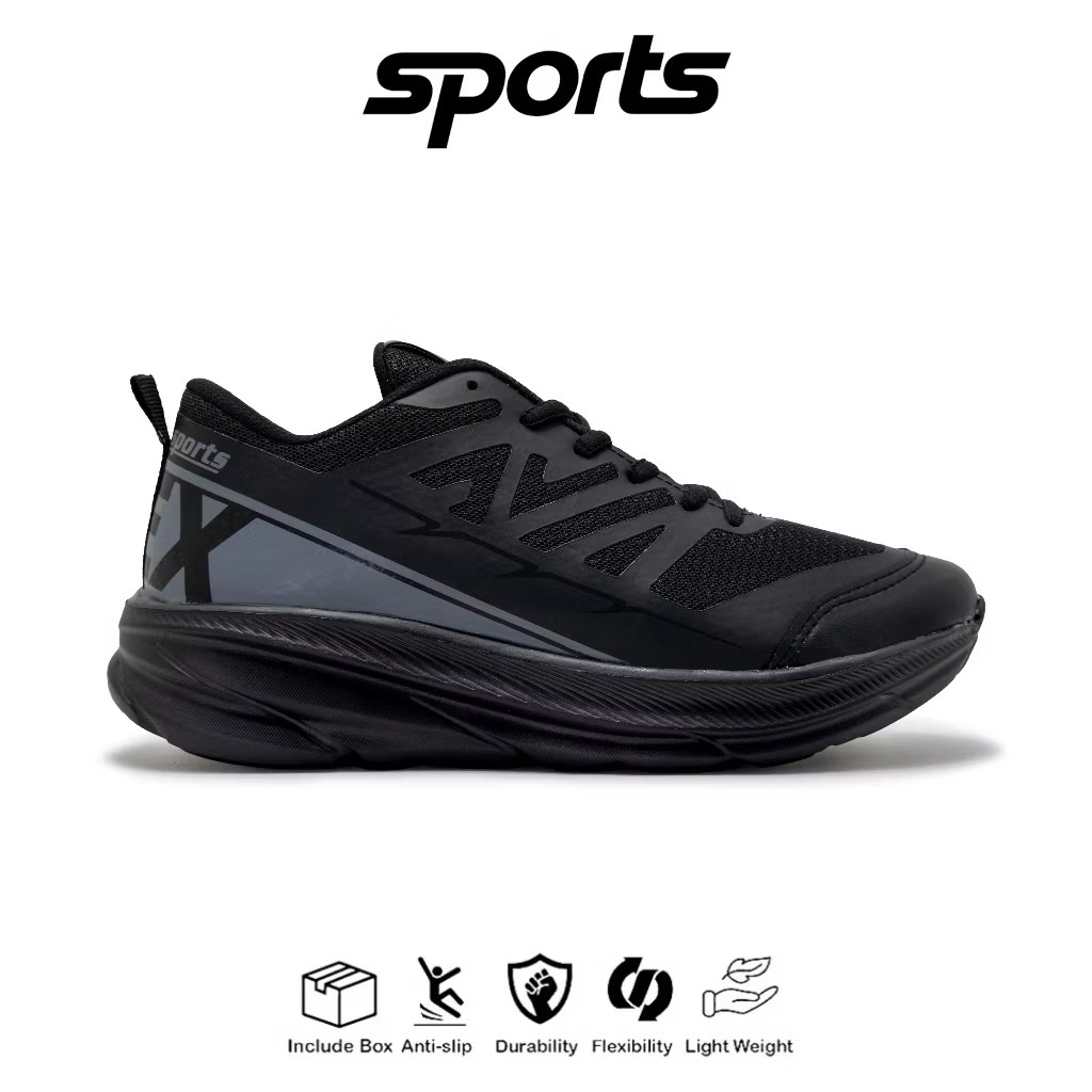 Jual SEPATU RUNNING HITAM/SEPATU OLAHRAGA PRIA WANITA/SEPATU SPORT ...