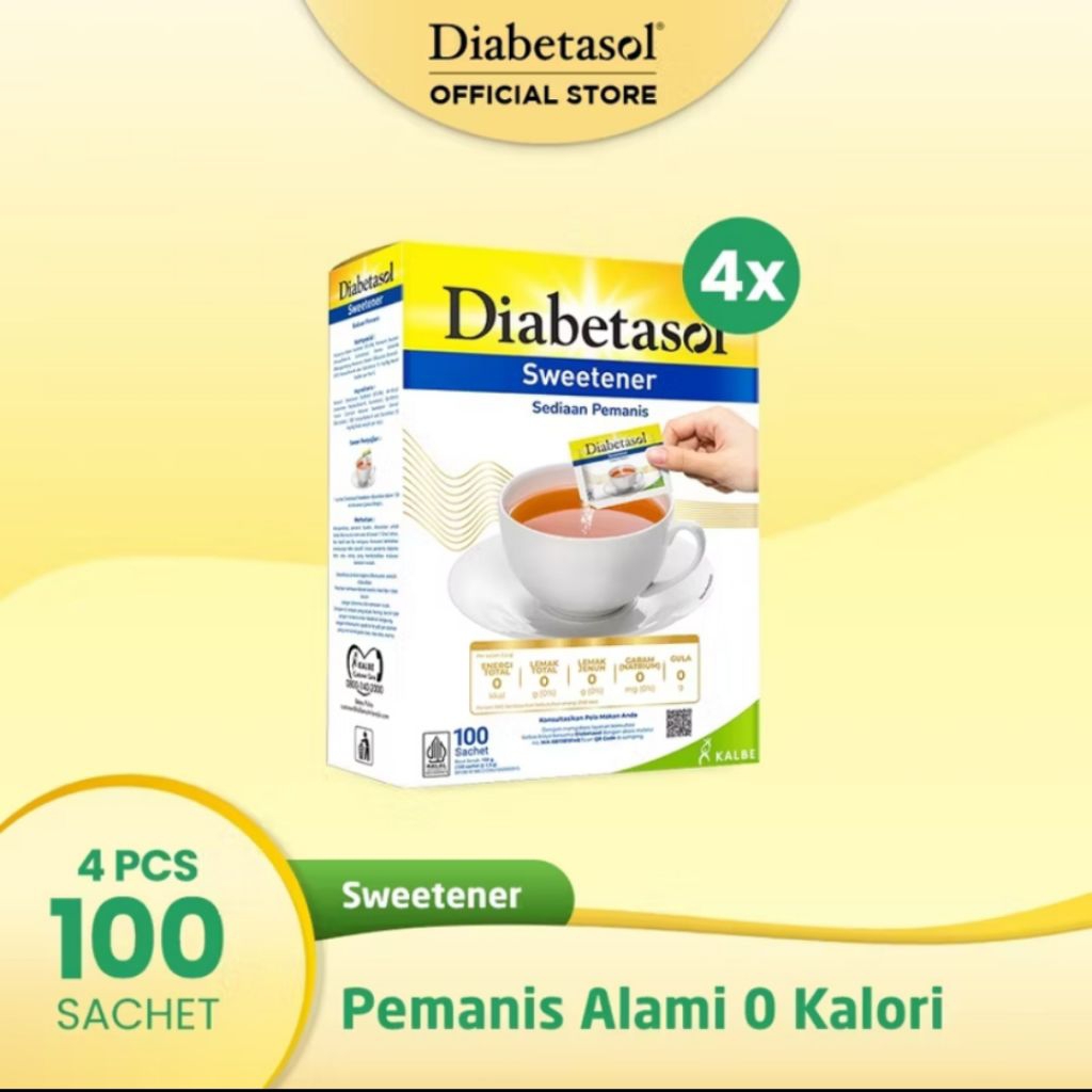 Jual Diabetasol Sweetener 100 sachet ( 4 box ) | Shopee Indonesia