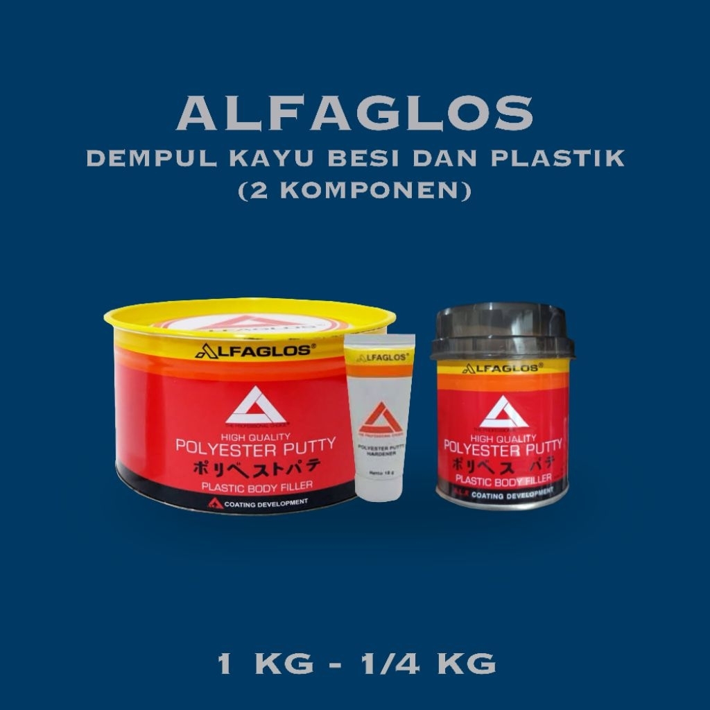 Jual Dempul Plastik Kayu Besi - Alfaglos Polyester Putty 1 Kg & 250 ...