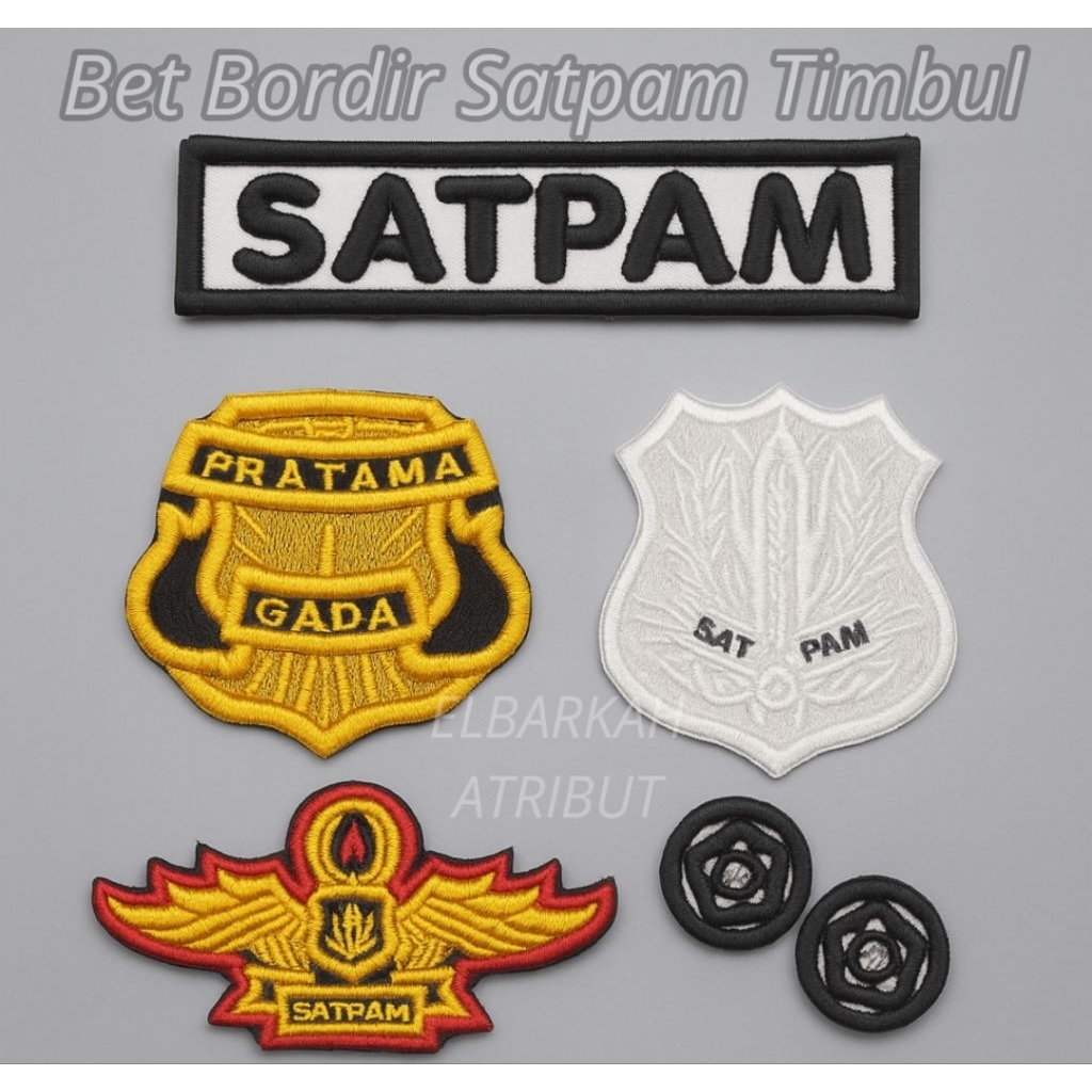 Jual BET BORDIR SATPAM TIMBUL 3D (PIN GADA, MONOGRAM, WING, KEWENANGAN ...