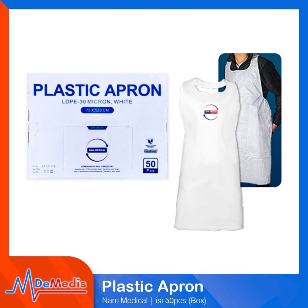 Jual NAM MEDICAL Apron Plastik Tebal Pack isi 50 Pcs Celemek Plastik ...