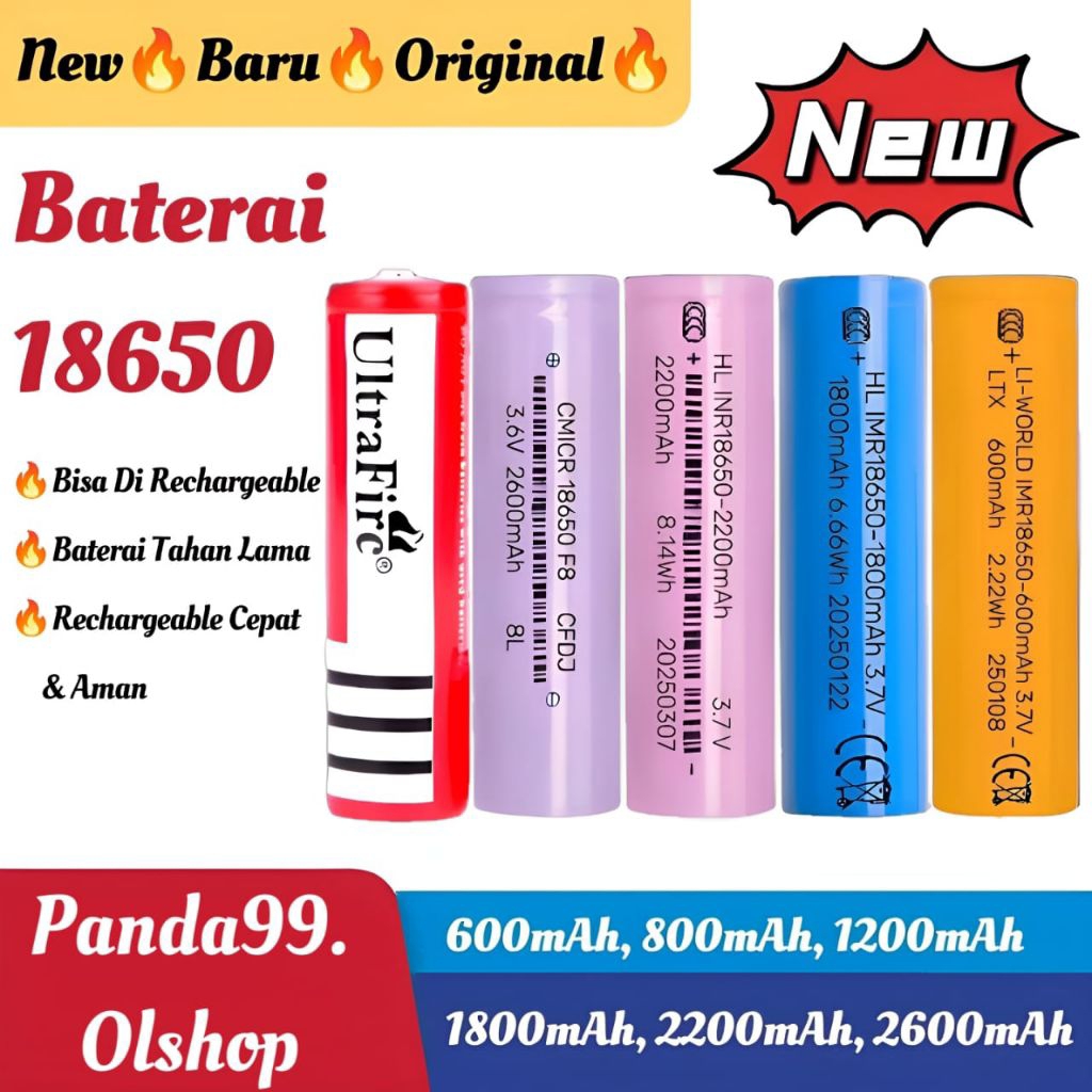 Jual Baterai 18650 Baru / Baterai Rechargeable 600mAh 800mAh 1200mAh ...