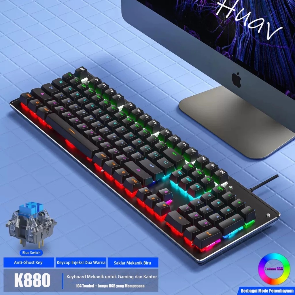 Jual Keyboard Mekanik Wired 104 Tombol Hot-Swappable, Saklar Mekanik ...