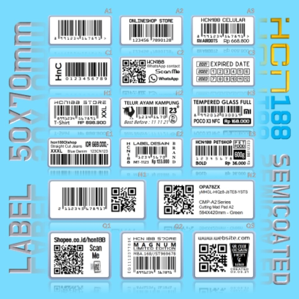 Jual Cetak Label Barcode Semicoated & Desain 50X70mm Wax Resin | Shopee ...