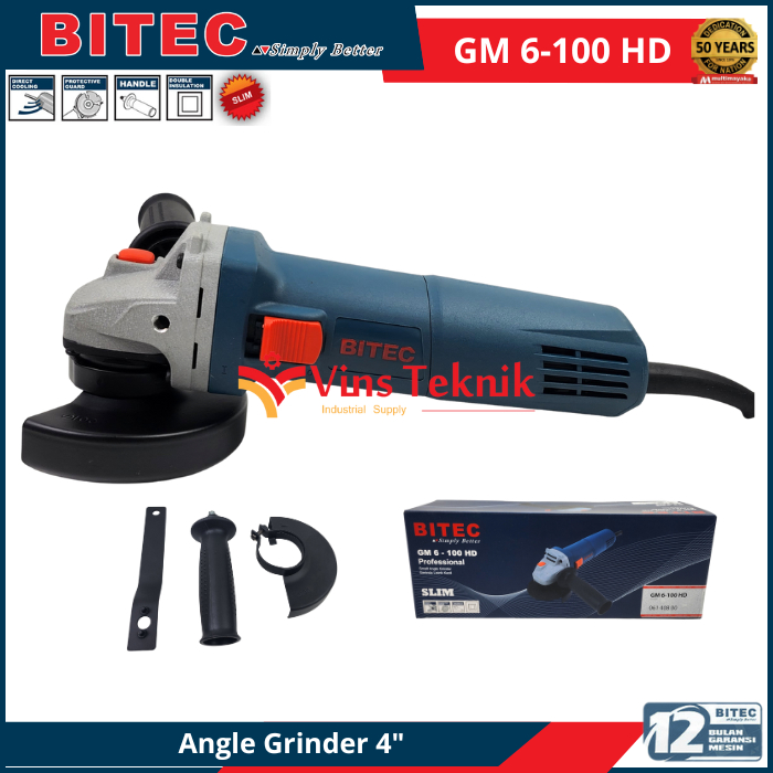 Jual BITEC GM 6-100 HD Mesin Gerinda Listrik Angle Grinder 4" 100MM 540Watt GM6-100 | Shopee ...