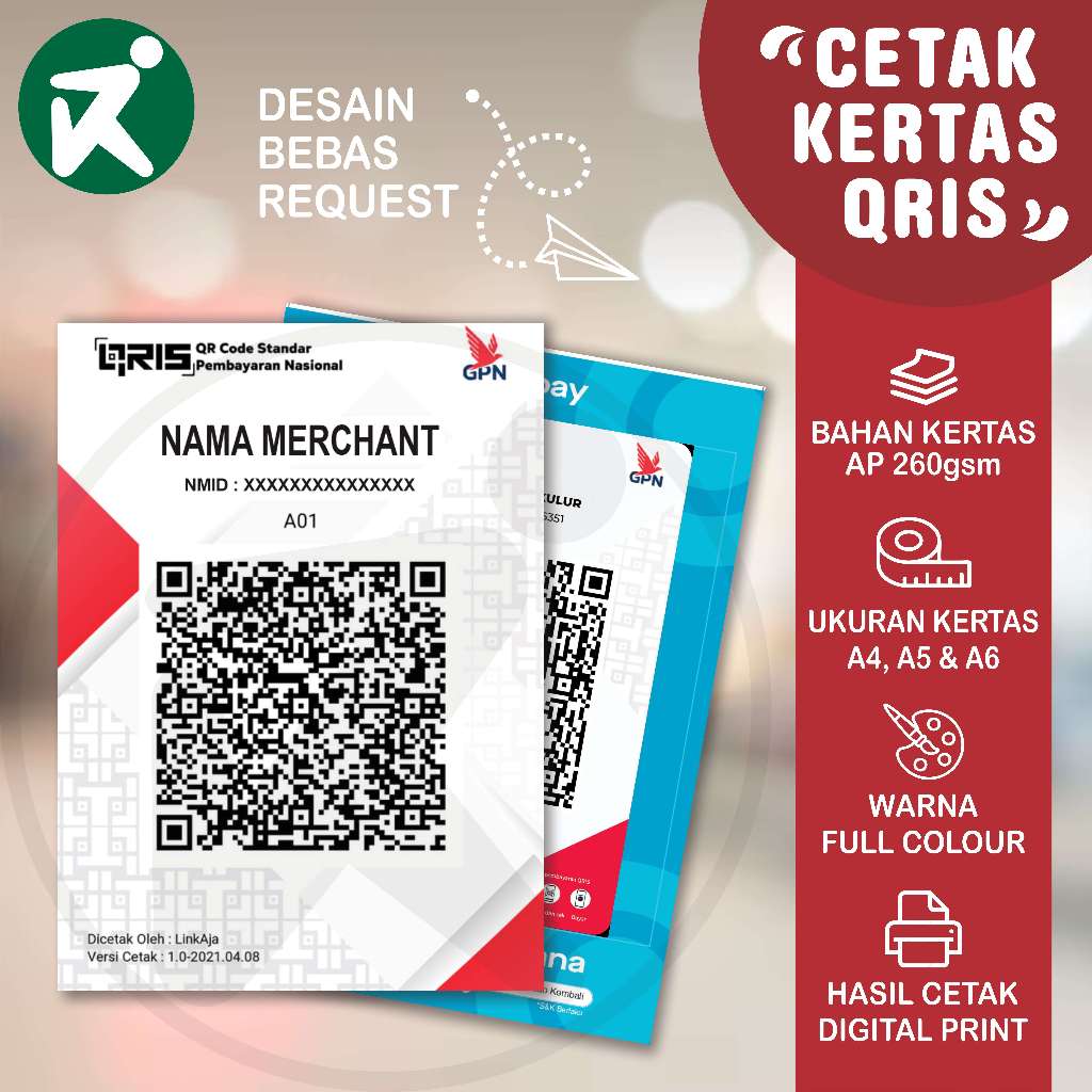 Jual CETAK QRIS / QR CODE / CETAK KERTAS QRIS SHOPEEPAY, GOPAY, DANA ...