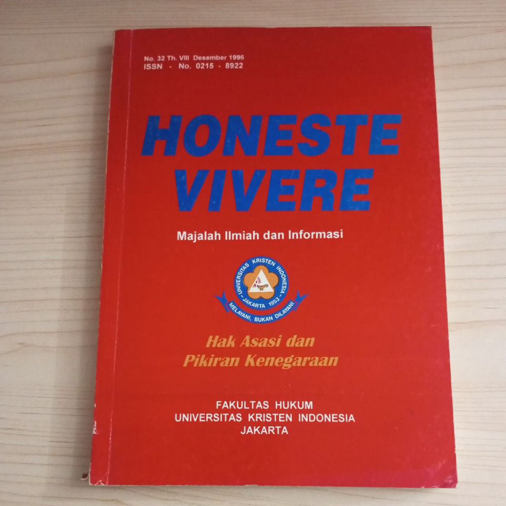 Jual MAJALAH ILMIAH DAN INFORMASI HONESTE VIVERE HAK ASASI DAN PIKIRAN ...