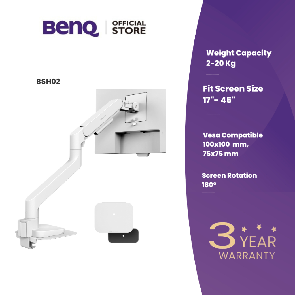 Jual BenQ BSH02 Ergo Monitor Arm-Sturdy Monitor Desk Mount for Up to 45 ...