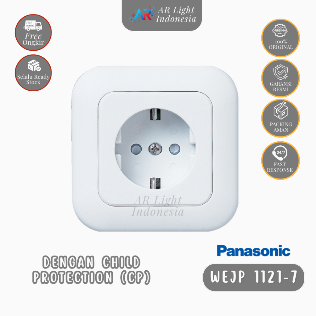 Jual Panasonic Stop Kontak WEJP 1121-7 CP – Dengan Child Protection ...