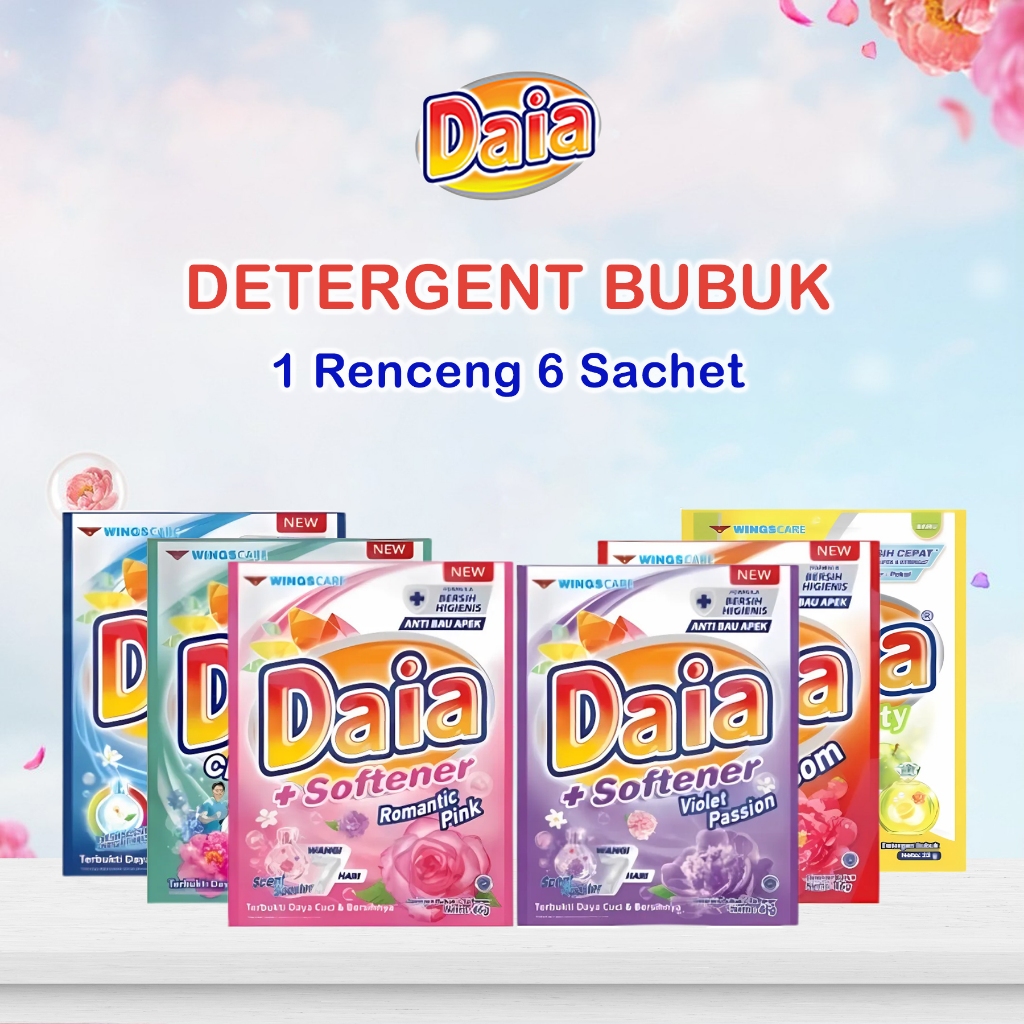 Jual Daia Deterjen Bubuk 47gr x 6 Sachet - Sabun Cuci Baju Wangi Bunga ...