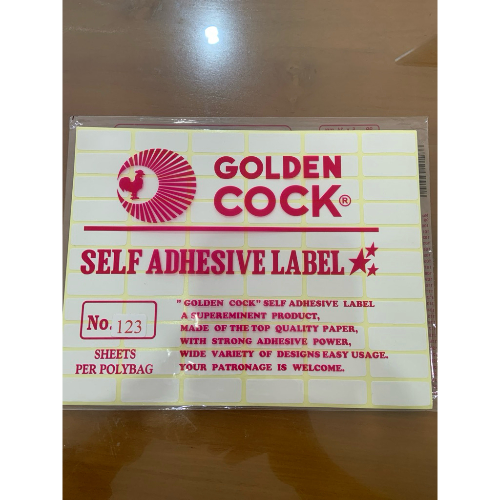 Jual GOLDEN COCK Label No. 123 - Self Adhesive Label 123 - Sticker ...