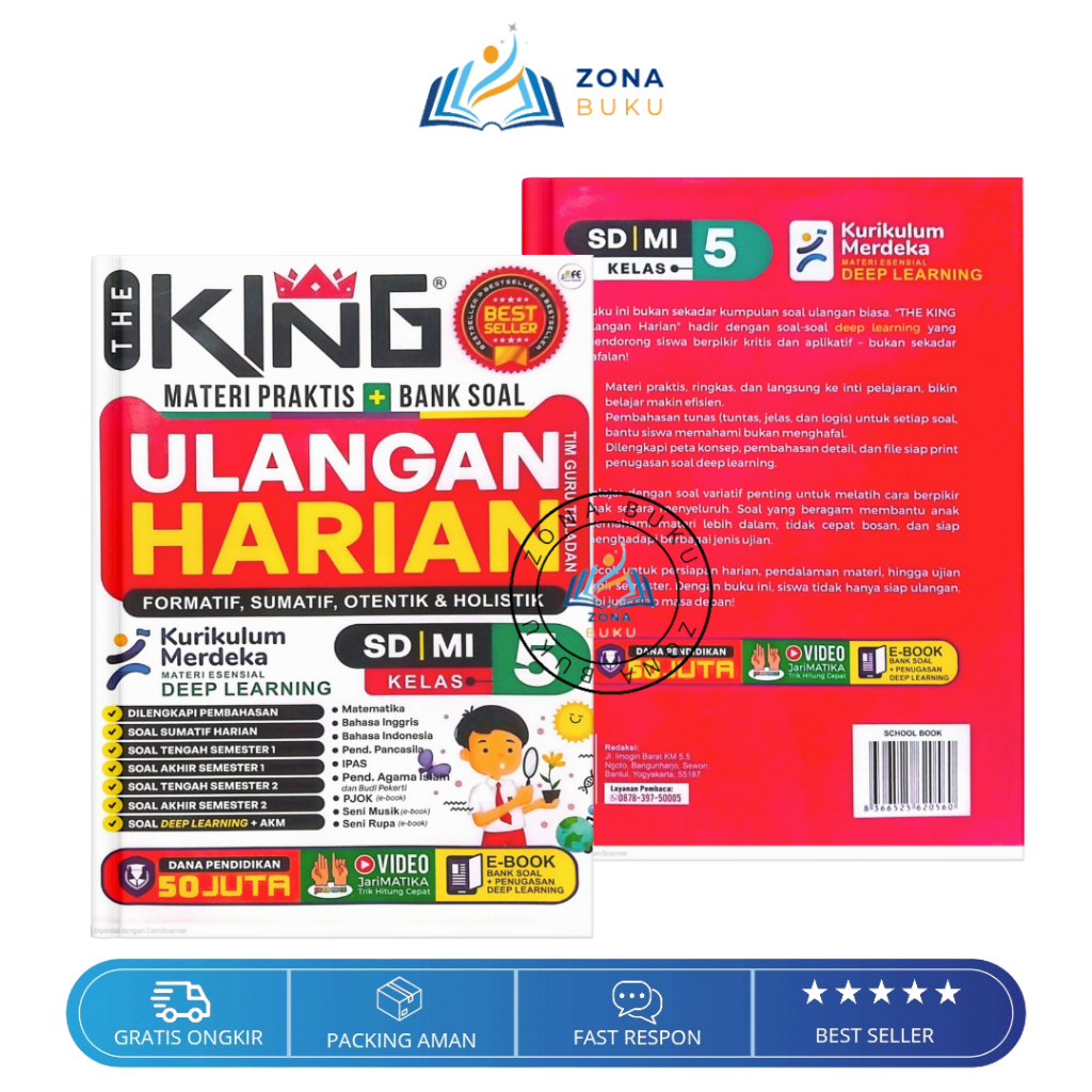 Jual Buku The King Ulangan Harian Kelas 5 SD MI Deep Learning kurikulum Merdeka New Update ...