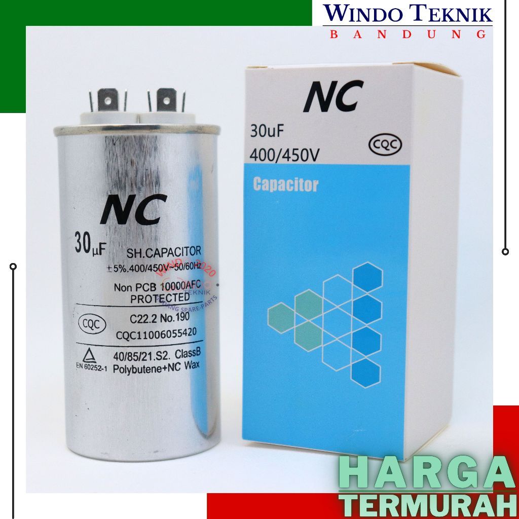 Jual KAPASITOR NC 30UF | RUNNING CAPACITOR | KAPASITOR STARTING 2 KAKI ...