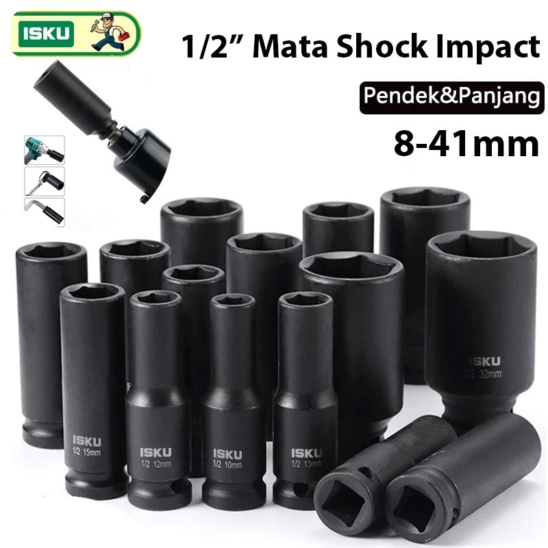 Jual ISKU Mata Shock Extention Impact Socket 1/2" 8-41mm Socket Panjang ...