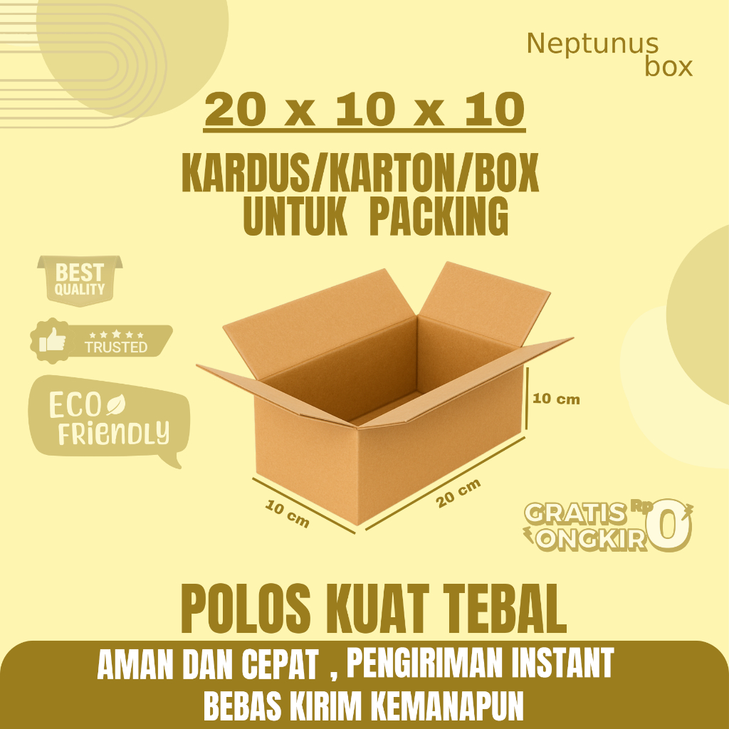 Jual Kardus Packing Ukuran 20x10x10 Polos Box Cogurated tebal kuat ...