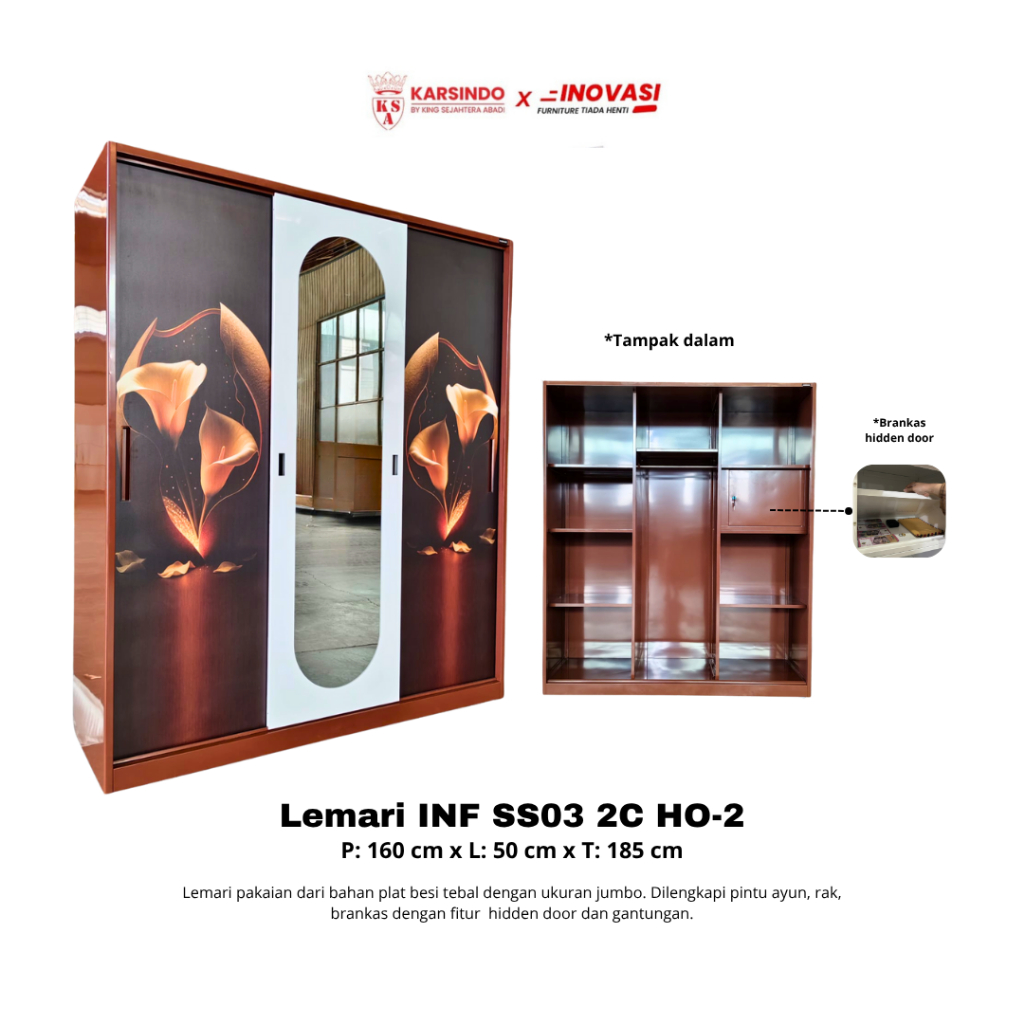 Jual [KARSINDO] Lemari Besi I Lemari Pakaian Besi 3 Pintu Jumbo Lemari ...