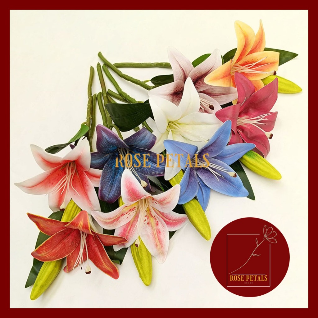 Jual Artificail Lily Latex Premium Real Touch Bunga Lili Artificial ...