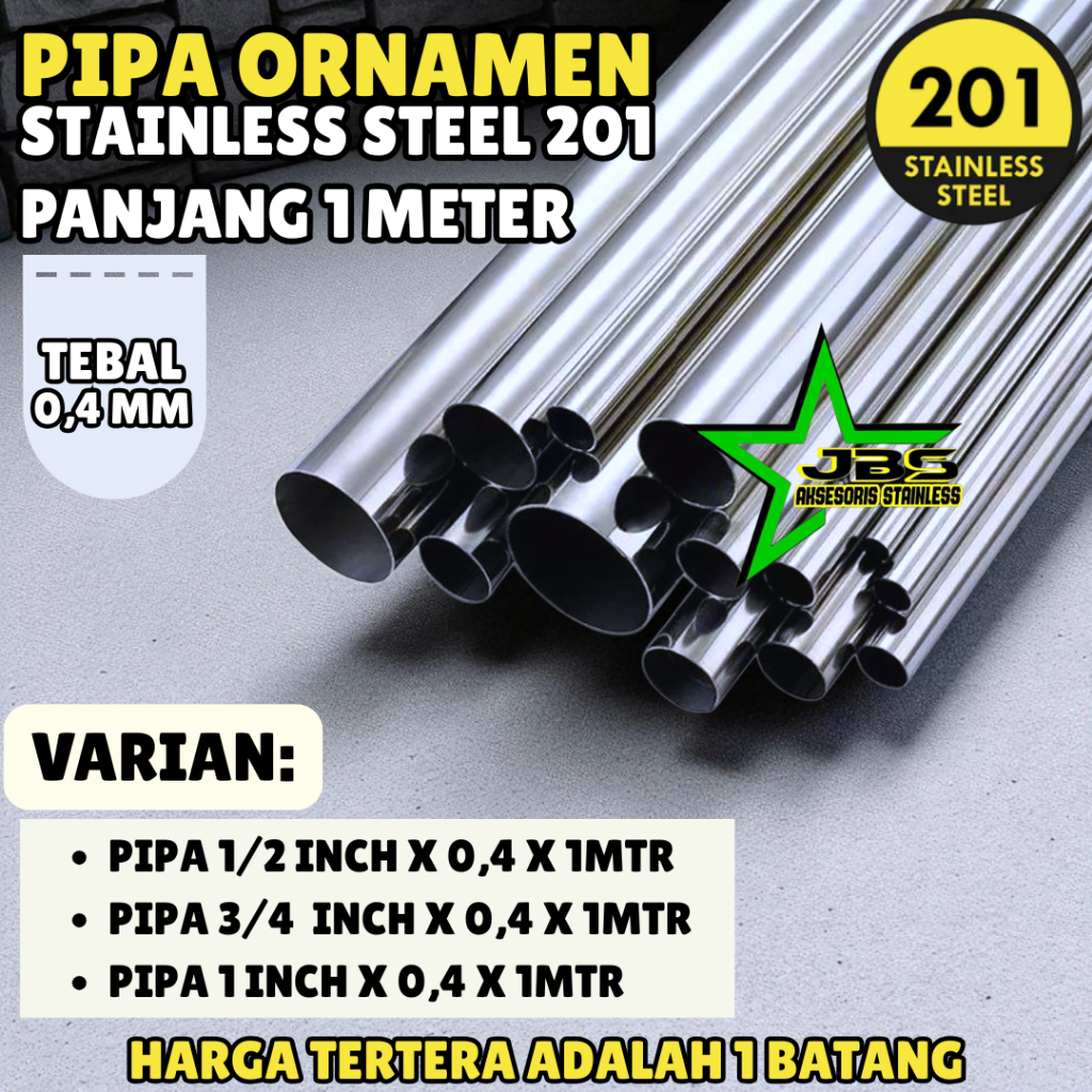 Jual PIPA SS 201 - MIRROR KILAP VARIAN TEBAL 0.4 MM X 1 METER ...