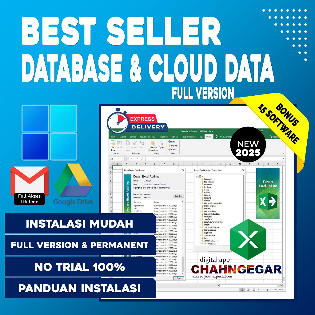 Jual Devart Excel Add-ins 2025 Full Aplikasi database and Cloud Data ...