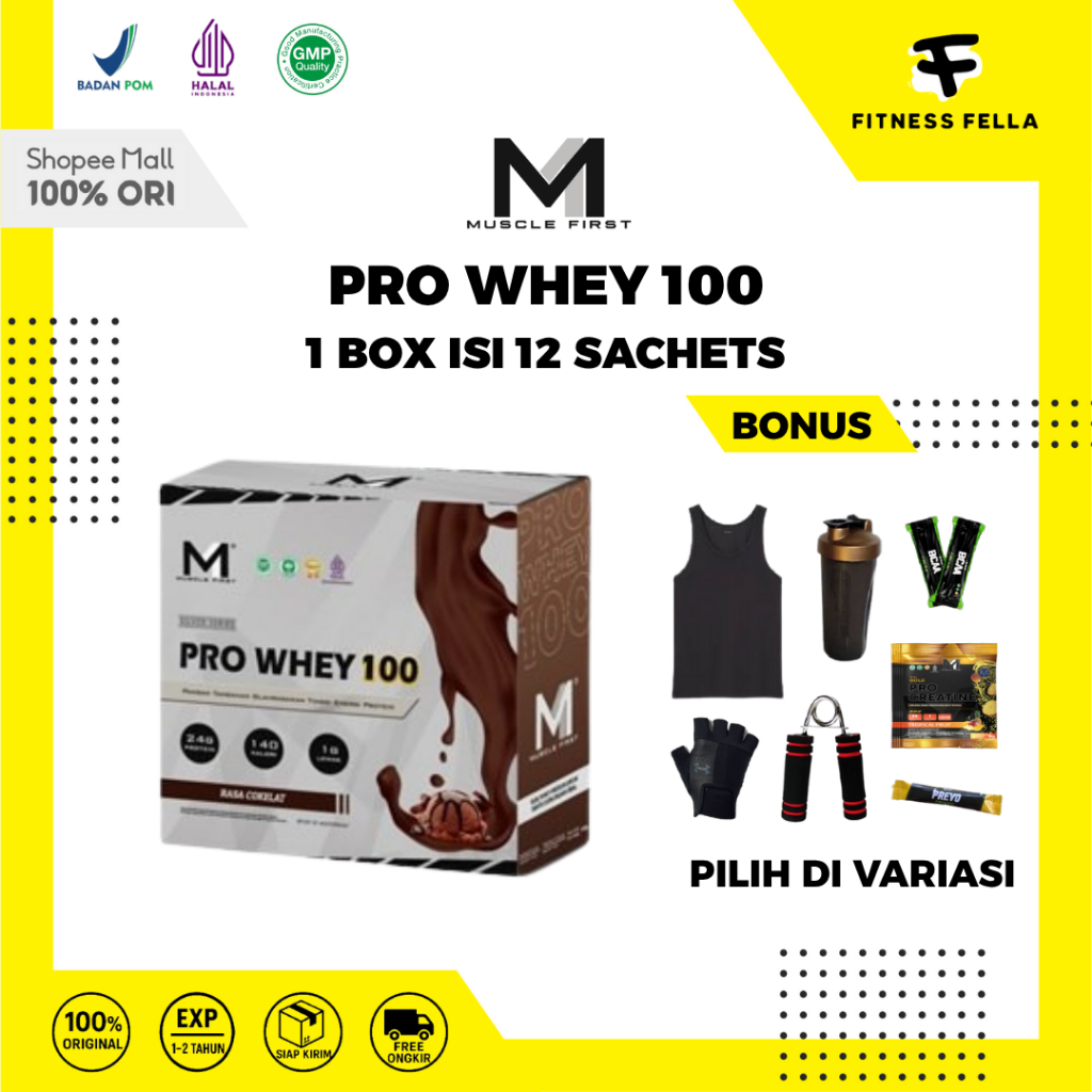Jual M1 Muscle First Pro Whey 100 1 Box 12 Servings 12 Sachets Suplemen ...