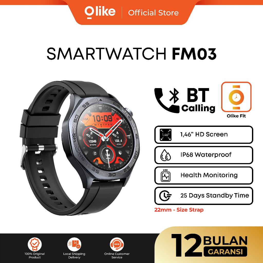 Jual [NEW PRODUCT] OLIKE Smartwatch FM03 Up to 25 Day | Desain Premium ...