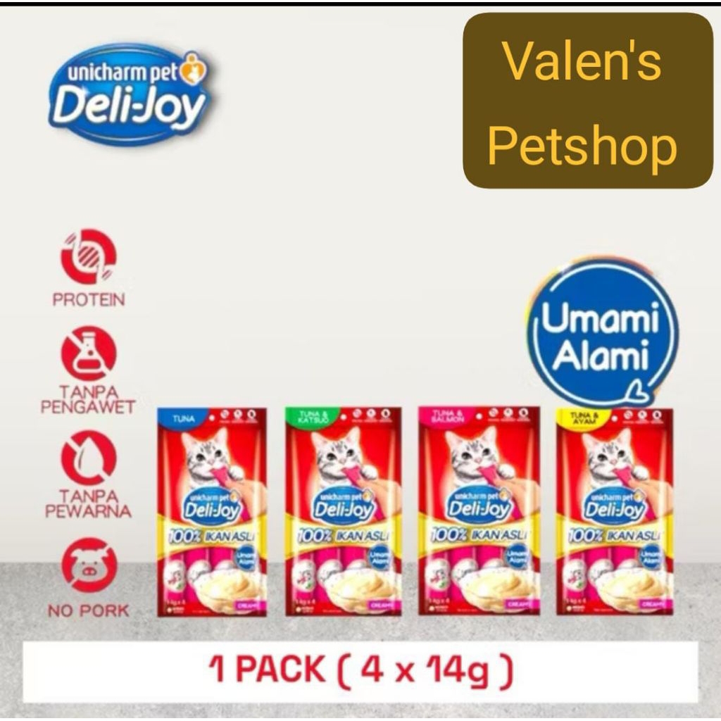 Jual Deli-Joy Creamy 14 Gram x 4 Pcs / Snack Kucing Creamy Tuna ...