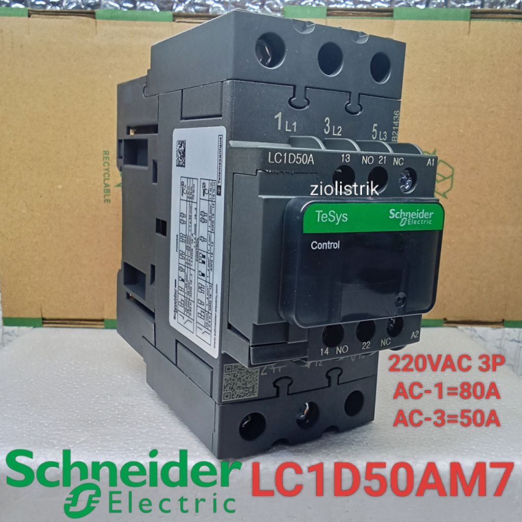 Jual kontaktor Contactor Schneider LC1D50AM7 / LC1D-50M7 220v 3p ...