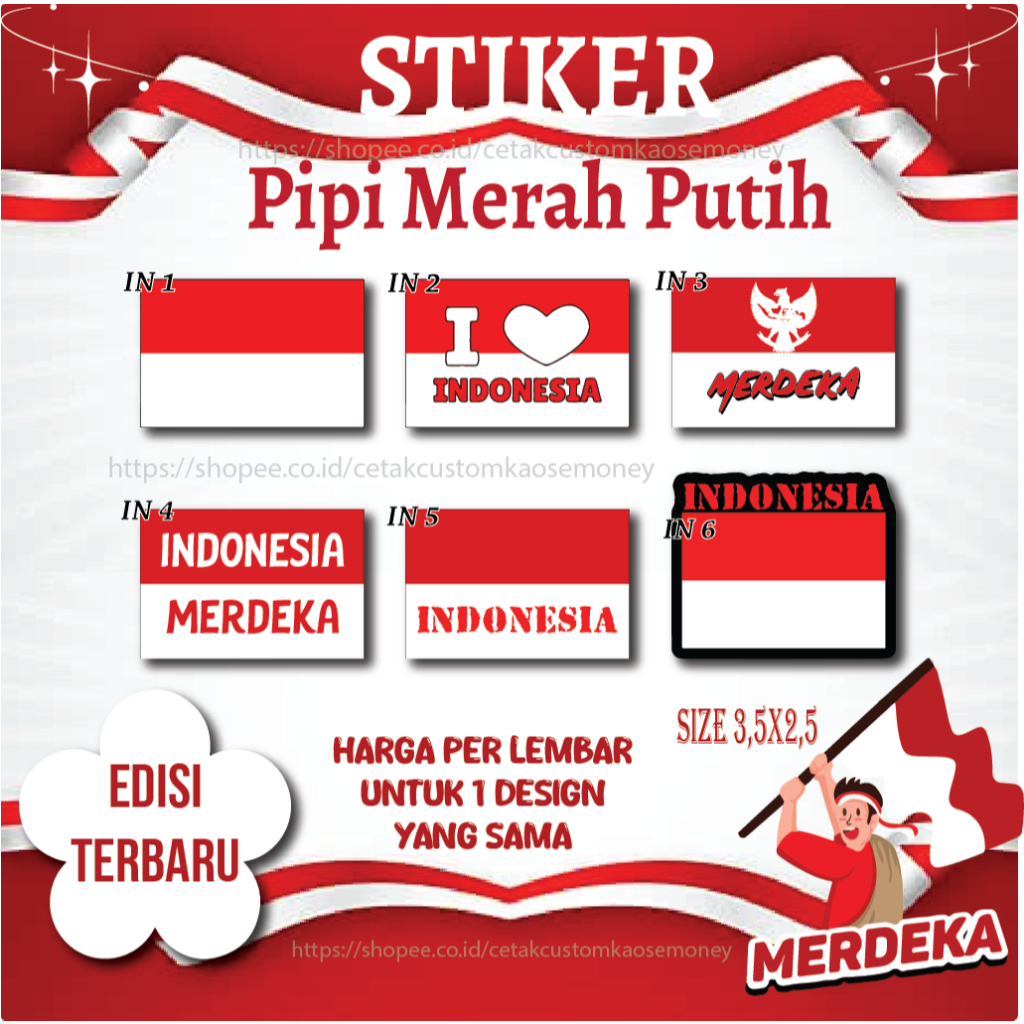 Jual Cetak Stiker Cromo Custom Label Stiker Pipi Merah Putih Custom ...