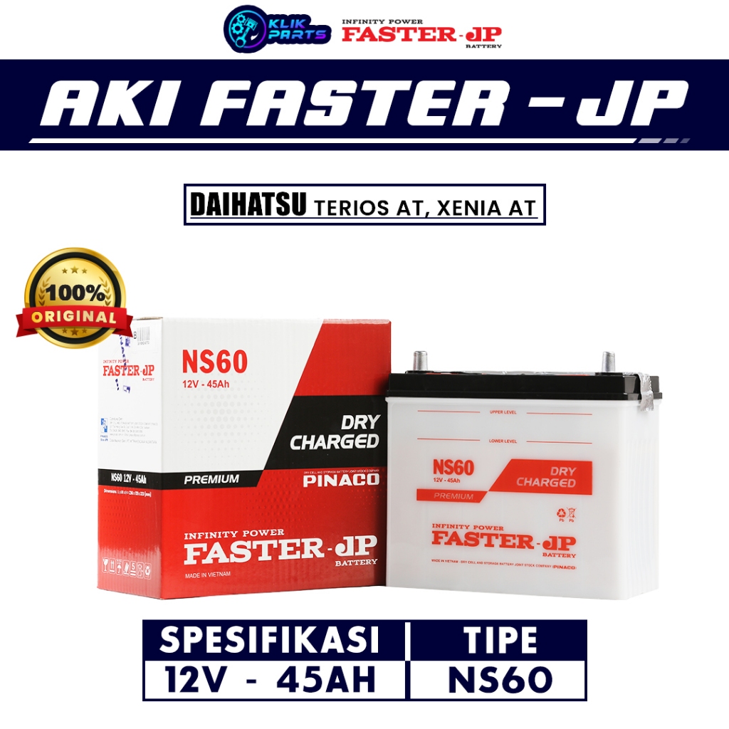 Jual Aki Faster JP NS60 12V 45Ah Aki Basah | Shopee Indonesia
