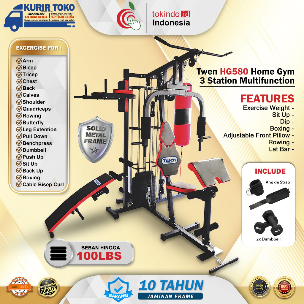 Jual Home Gym Twen HG580 Homegym 3 Sisi Alat Olahraga Alat Gym Set Alat ...
