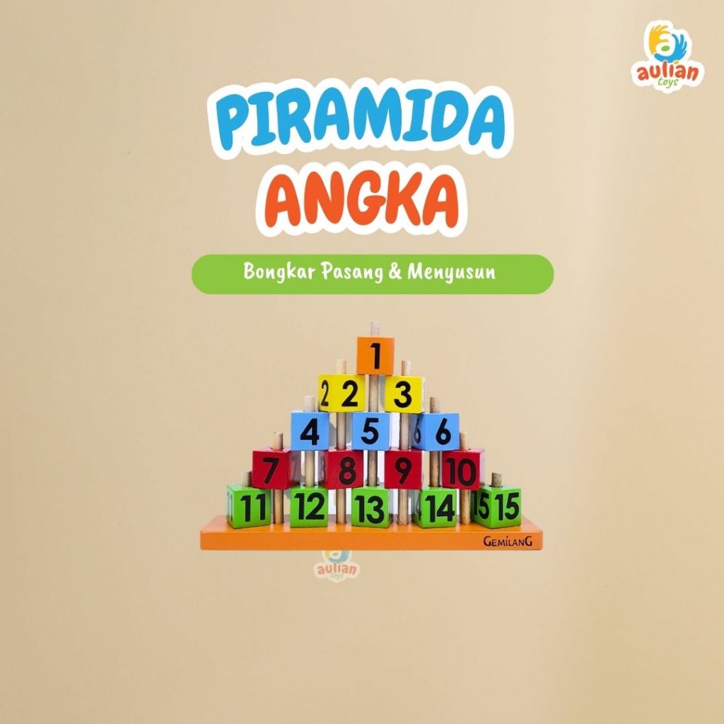 Jual Aulian Toys - Mainan Edukasi - Wooden Toys - Piramida Angka ...