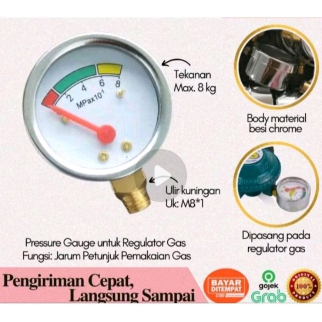 Jual Meteran Regulator Kompor Gas Pengukur Tekanan Bar Meter Manometer ...