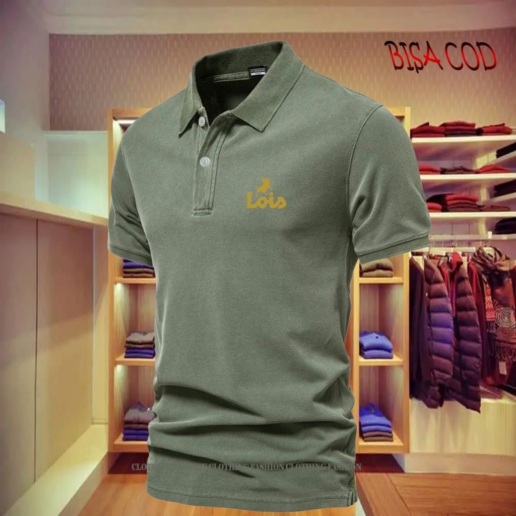 Jual Kaos T-Shirt Polo Kerah Logo LOIS Text Emas Kaos Polo Wangki ...