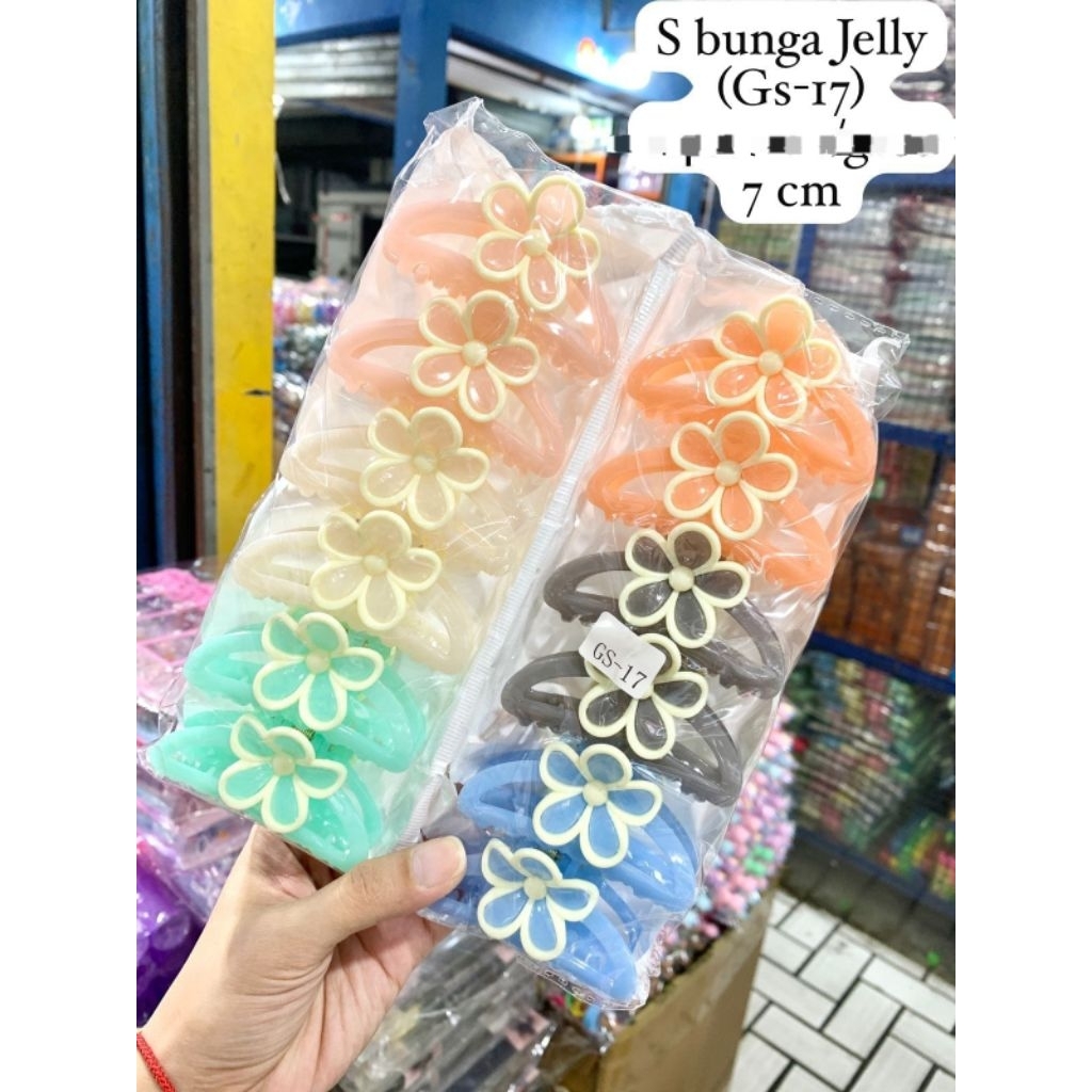 Jual (ISI 12PCS) JEPIT SALON S BUNGA JELY TIMBUL UK 7CM MIK WARNA ...