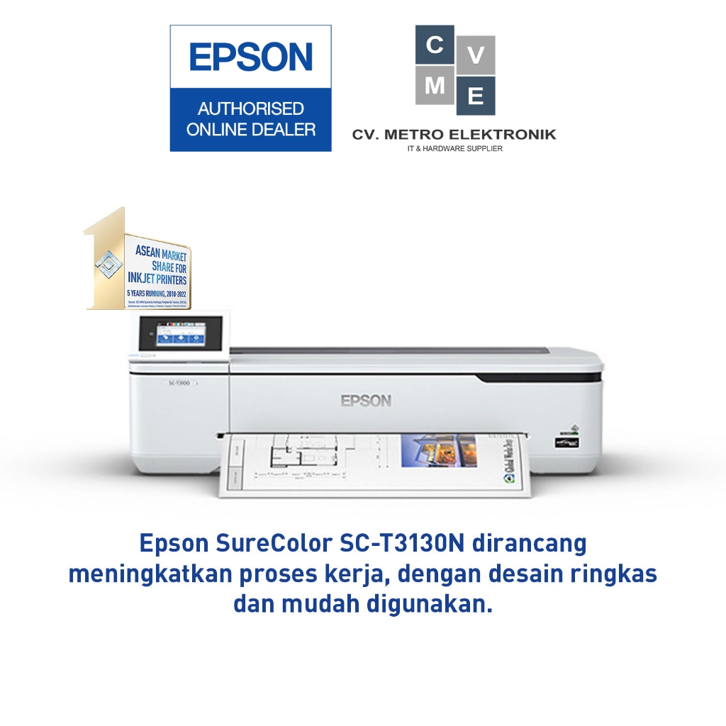 Jual Printer EPSON SureColor SC-T3130N T3130 T3130N SCT3130N Tanpa Kaki Garansi Resmi A1 24 Inch ...