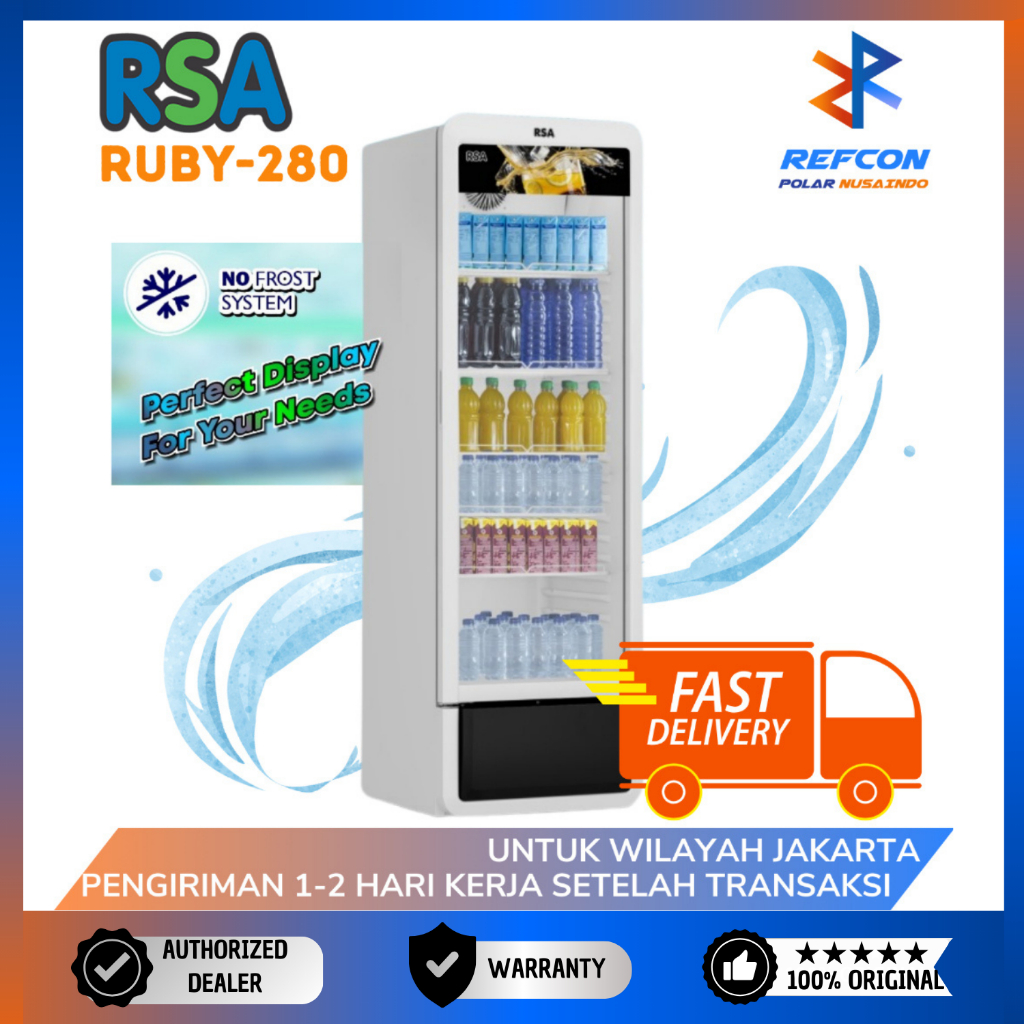 Jual Kulkas Showcase RSA RUBY280 / RUBY-280 | Display Cooler 1 Pintu Kaca No Frost 280 Liter ...