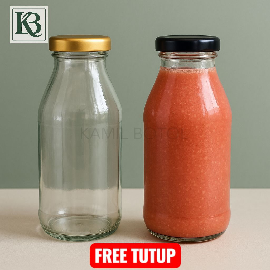 Jual Botol Jus Kaca 250ml / 280ml (Full Kapasitas) + Tutup Alumunium ...