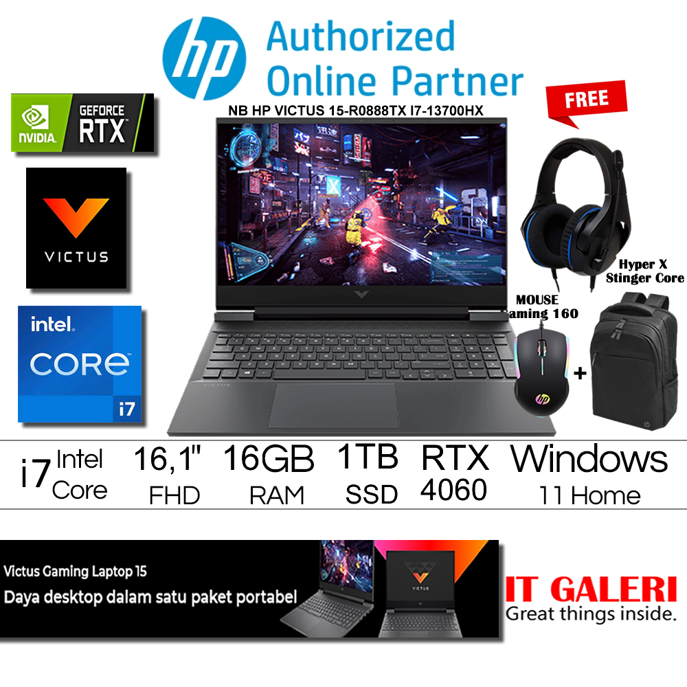 Jual Laptop Gaming Hp Victus 15-R0888TX Intel Core i7-13700HX/RAM 16GB ...
