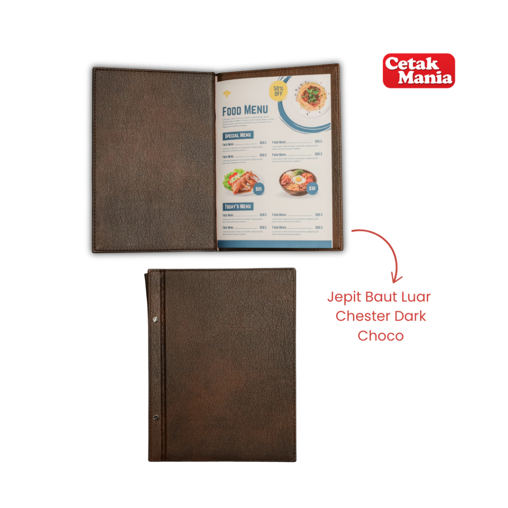 Jual Cetak Mania - Buku Menu Kulit Chesterfield Dark Choco Jepit baut ...