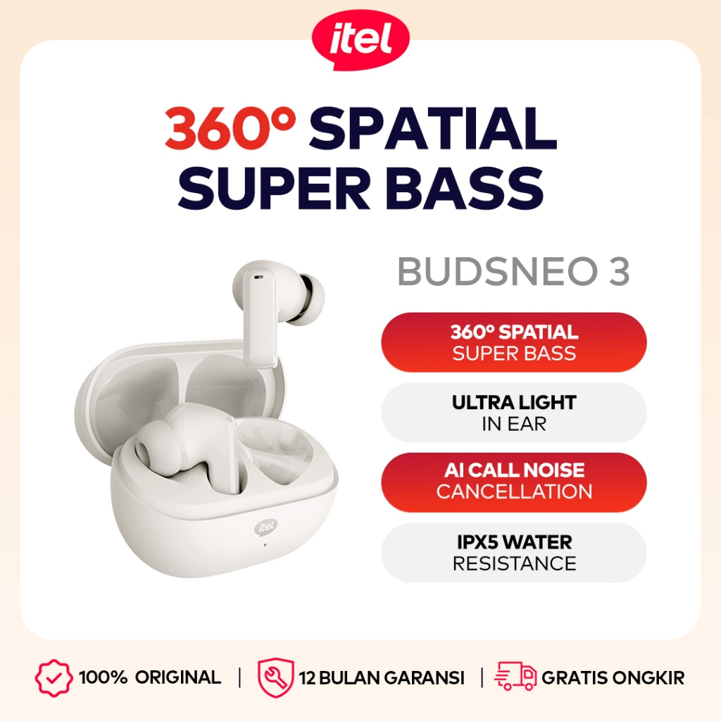 Jual itel BudsNeo3 TWS Earbuds Headset Bluetooth V5.4 Super Bass 360 ...