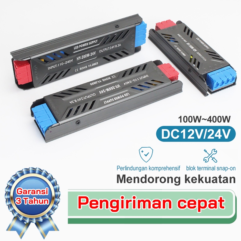 Jual Trafo LED Strip 100W/ 200W/300W/400W 12v Power Supply Slim Tipis ...