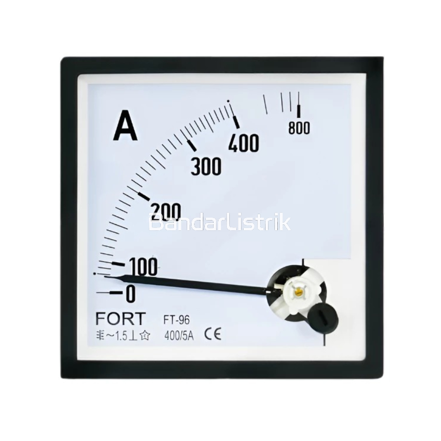 Jual FORT Ampere Meter Analog AC 400/5A 96 x 96 Via CT Panel Meter 0 ...