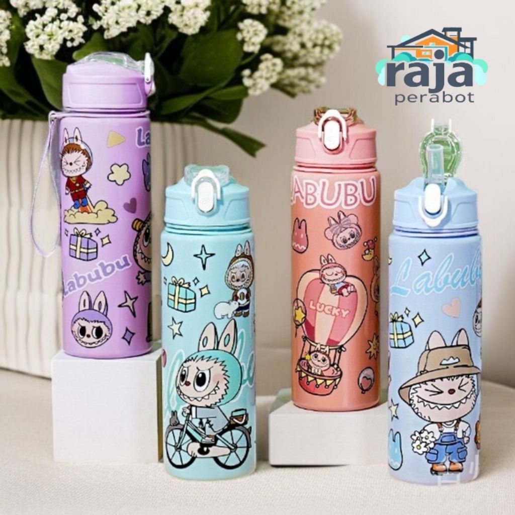 Jual Botol Minum Anak Karakter Labubu 900ML Free Sedotan | Shopee Indonesia